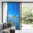 Blue Cottage Window Privacy Film, Blue Tree Blue Field Path Landscape ...