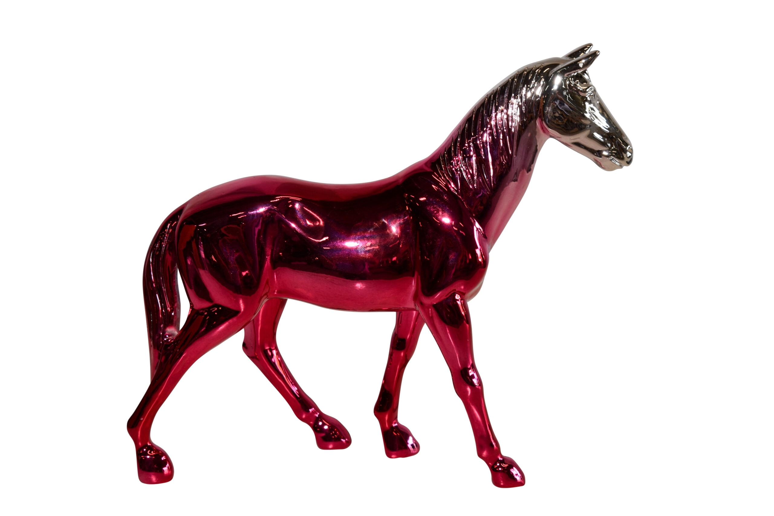 Pink Ombre Chrome Colored Confident Horse Resin Statue 12" x 3" x 10"H ...