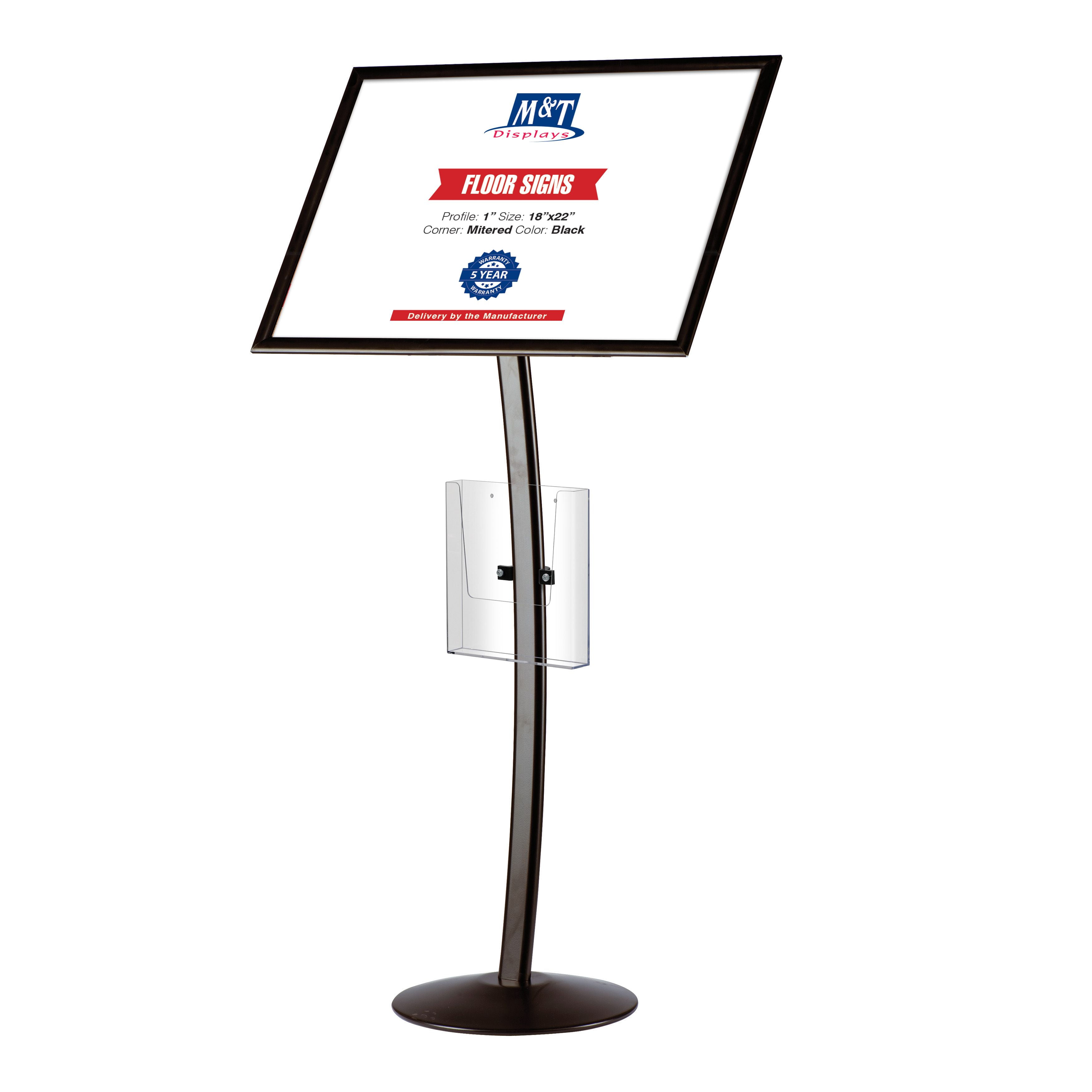 M&T Displays Curved Menu Board, 18x22 Inch Pedestal Sign Holder with 8 ...