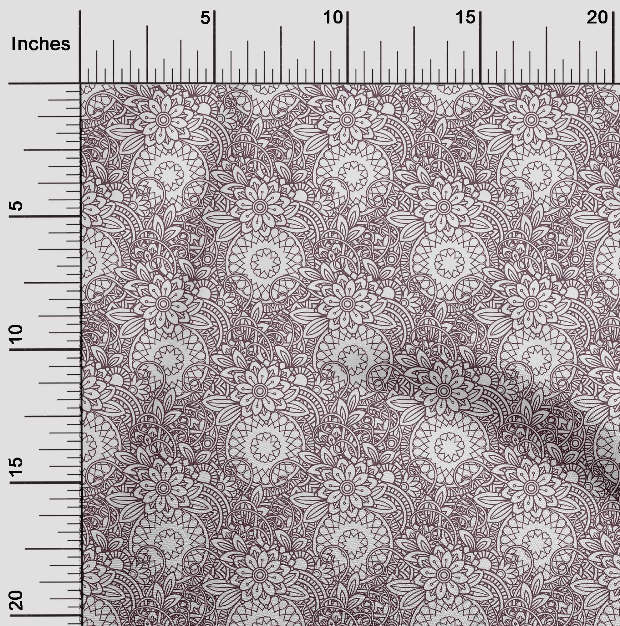 oneOone Cotton Poplin Chocolate Brown Fabric Floral Mandala Fabric For ...
