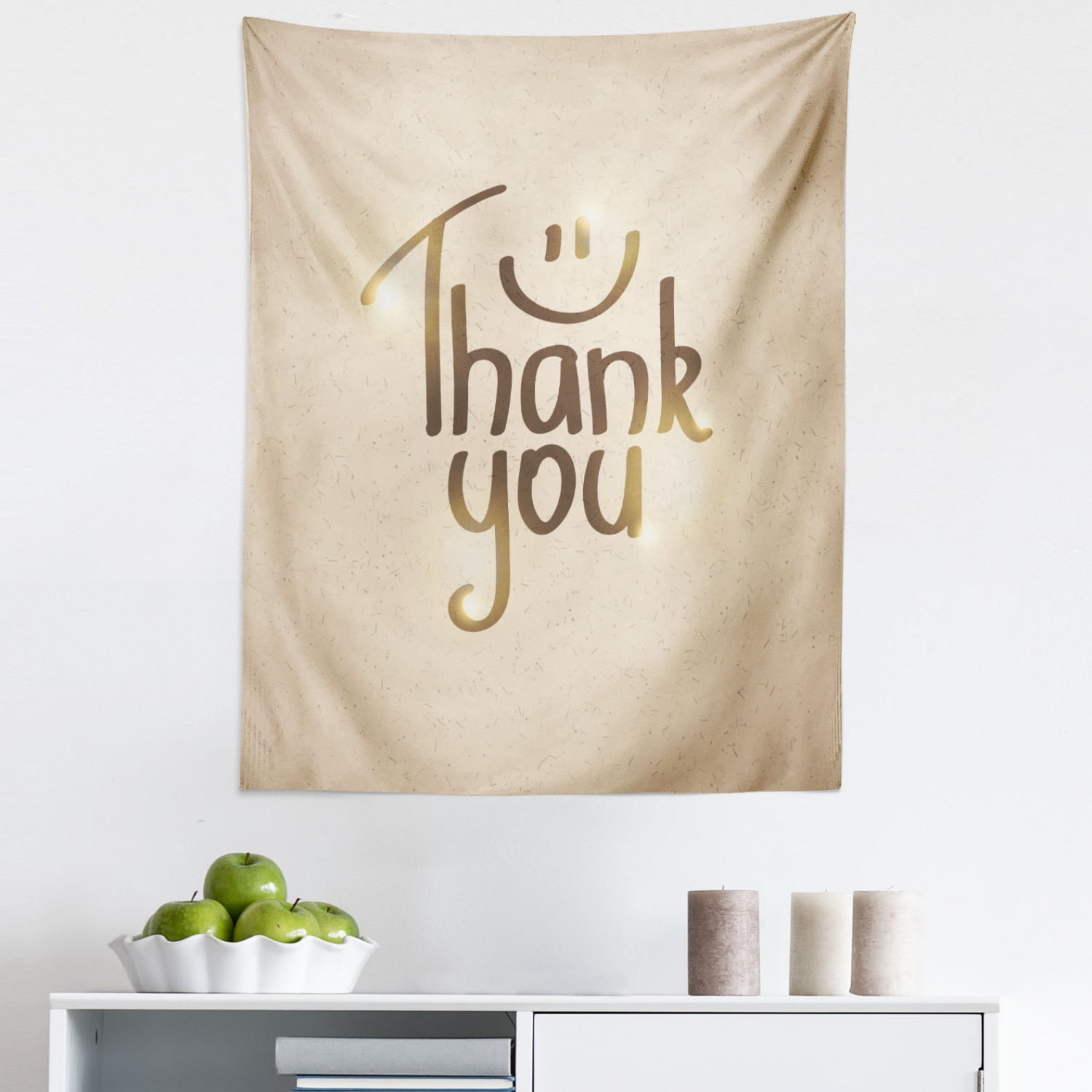 Thank You Tapestry, Simple Typography with Smiling Face Sign Grunge ...