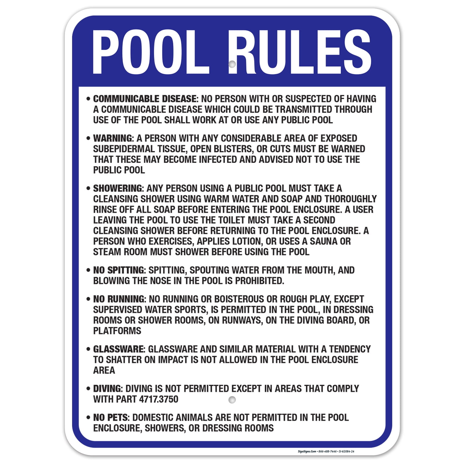 Minnesota Pool Rules Sign, Complies With State Of Minnesota Pool Safety ...