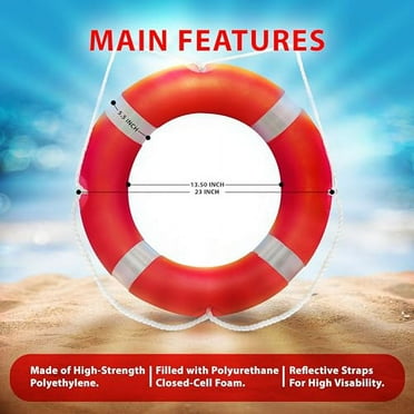20 Inch Life Preserver Ring with Water Floating Lifesaving Rope 98.4FT ...