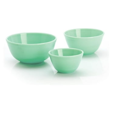 3 Pieces Glass Mixing Bowl Set - Jade (Green) Color - 20 oz, 40 oz, 65 ...