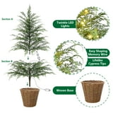 4' Pre-Lit Green Cypress Artificial Christmas Potted Tree with 100 Warm White Twinkle LED Lights ...