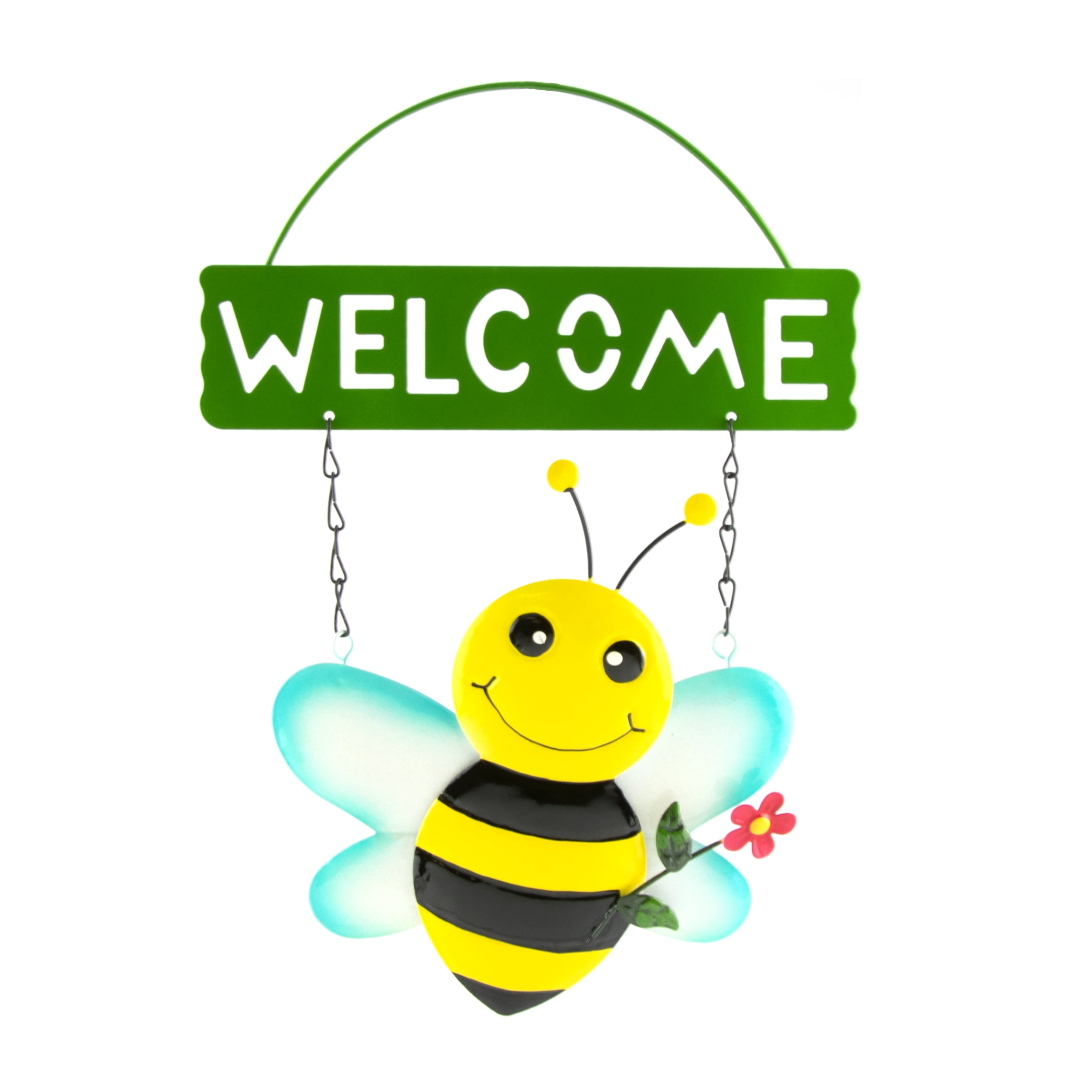Bumble Bee 12" Indoor/Outdoor Metal Hanging "Welcome" Sign - Walmart.com