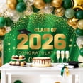 2026 Graduation Party Backdrop Class of 2026 Green Gold Glitter ...