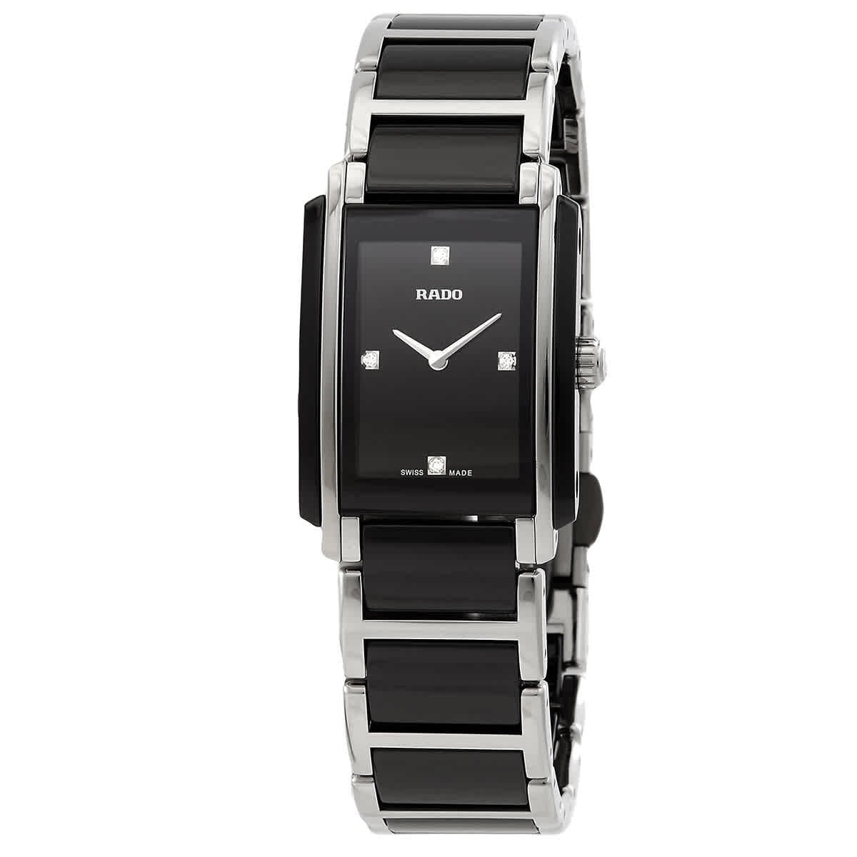 Rado Integral Quartz Black Dial Black Ceramic Ladies Watch R20613712 ...