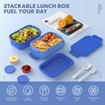 3 Layers Stackable Bento Box 4-Blue 72oz All-in-one Leak-proof Adult ...