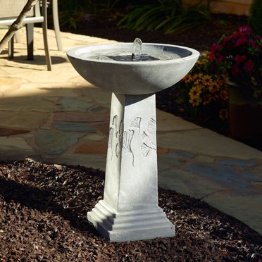 Smart Solar Acadia Traditional Birdbath - Olive Green - Walmart.com