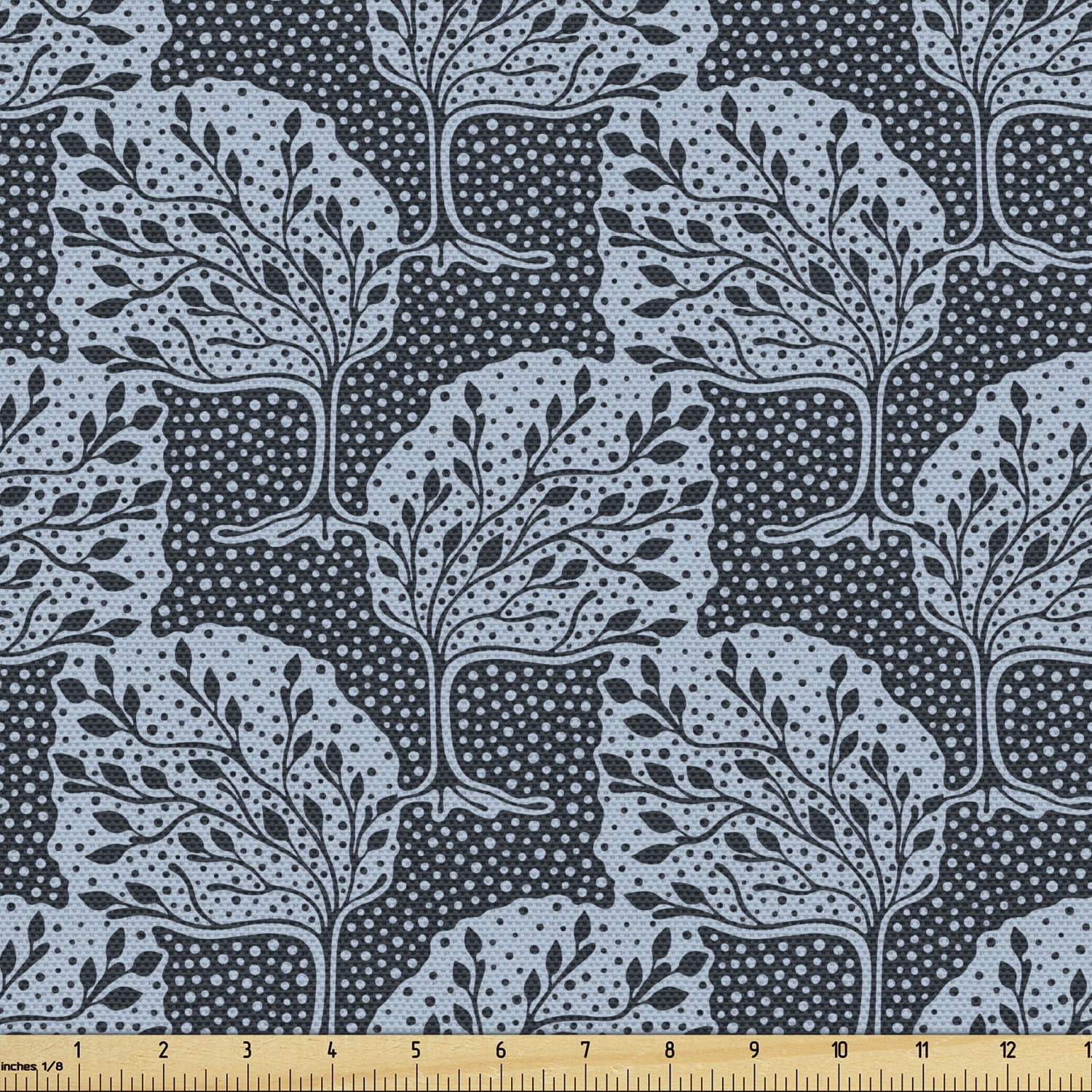 Tree Fabric by the Yard, Hand Drawn Composition of Abstract Forest with ...