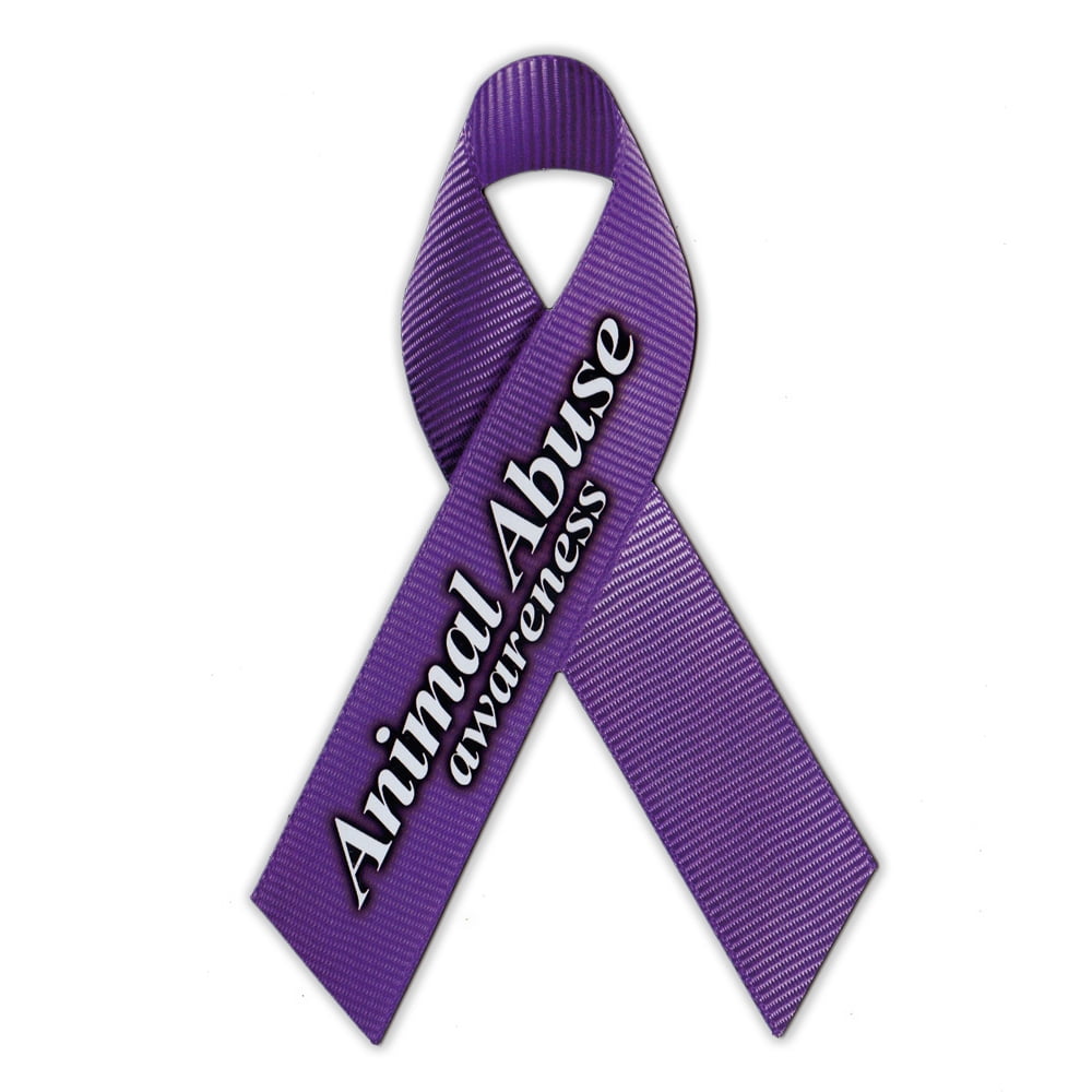 Magnetic Bumper Sticker - Animal Abuse Support Ribbon (Dogs, Cats ...