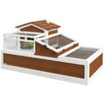 PawHut Wooden Tortoise Habitat, Tortoise Enclosure Reptile Cage w/ Tray ...