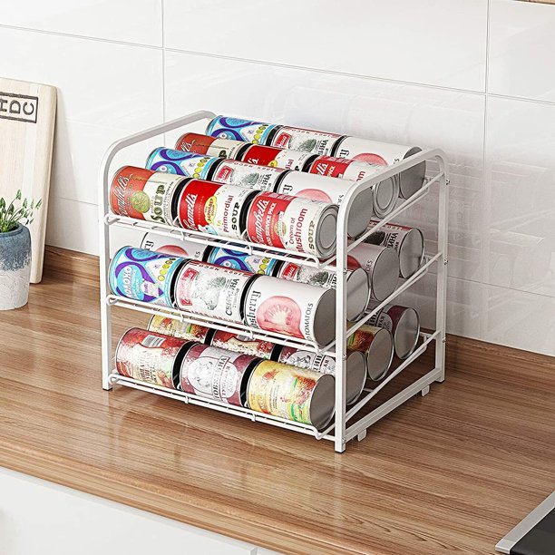 Black Can Rack Organizer 3 Tier Cabinet Pantry Storage Rack Stackable ...