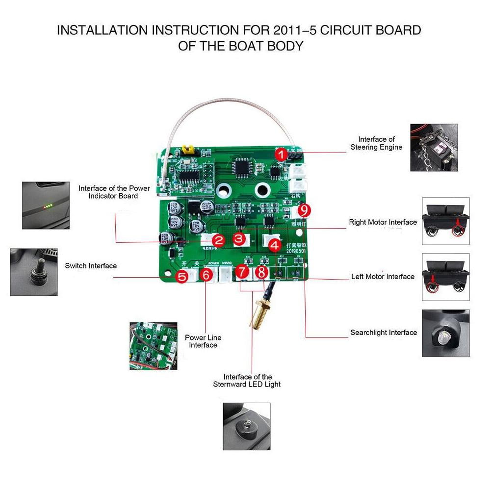 Zerodis RC Boat Circuit Board,Fishing Bait Boat Circuit Board,RC Boat ...
