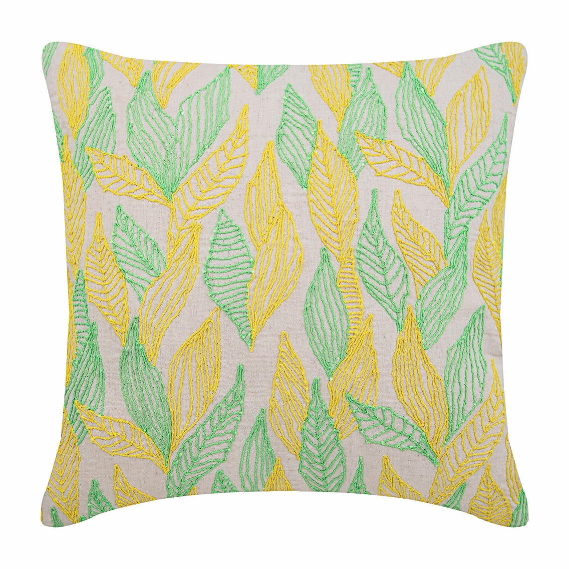 Green Pillow Shams, Multi Color Jute Leaves Pillow Shams, 24x24 inch ...