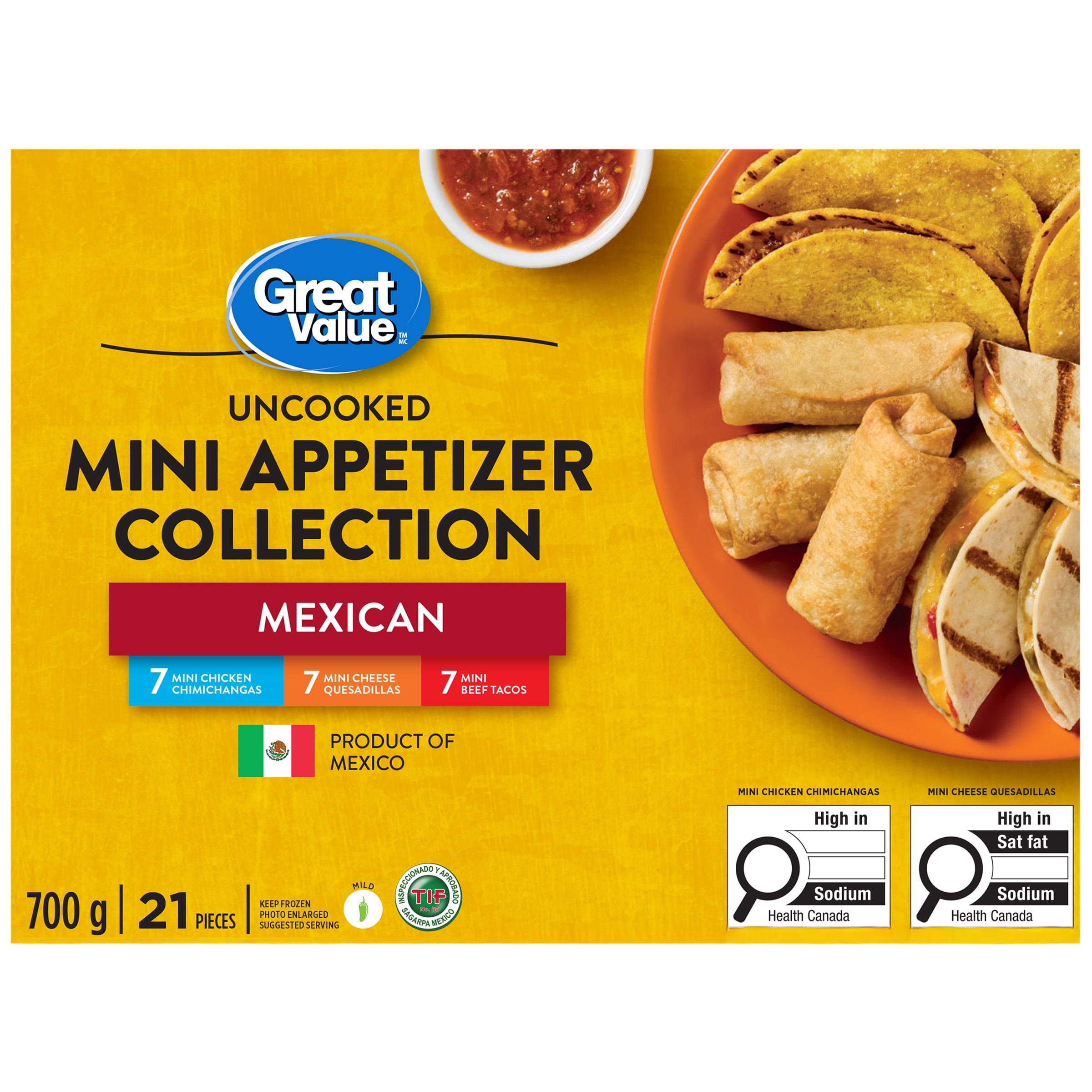 Great Value Mexican Mini Appetizer Collection, 700 g, Minimum 21 pieces ...