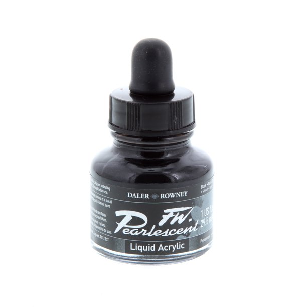 Daler-Rowney FW Pearlescent Liquid Acrylic, 1 oz. Bottle, Black ...