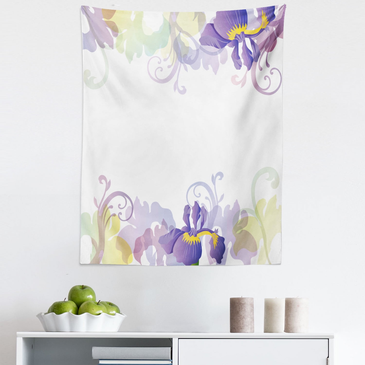 Garden Tapestry, Classic Petals Pastel Toned Seasonal Florets Blooming ...