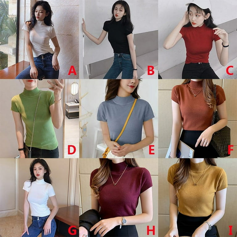 JANDEL Women's Solid Half Turtleneck Fashion Slim Short JANDEL Women's Solid Half Turtleneck Fashion Slim Short
