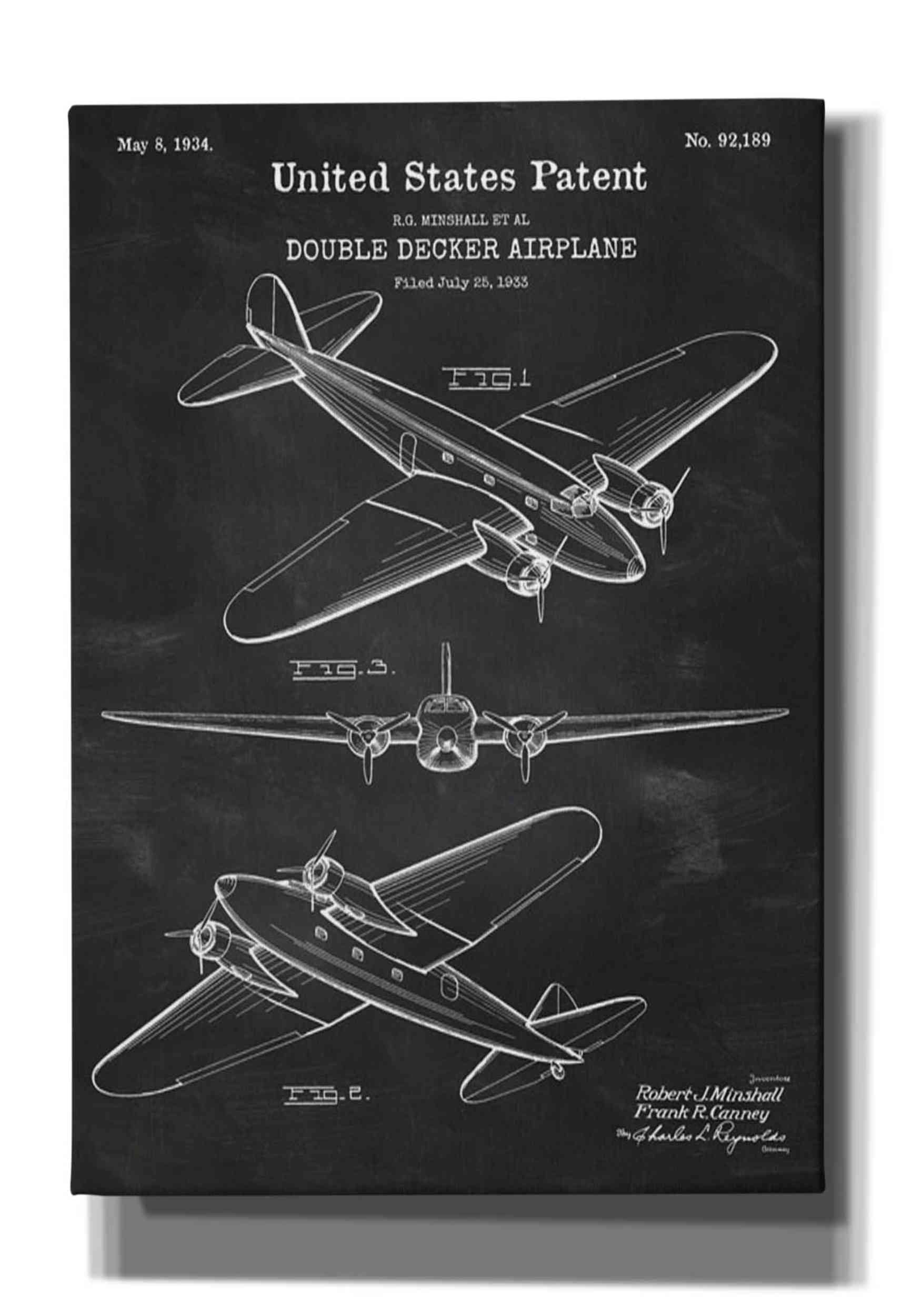 Epic Graffiti "Double Decker Airplane Blueprint Patent Chalkboard ...