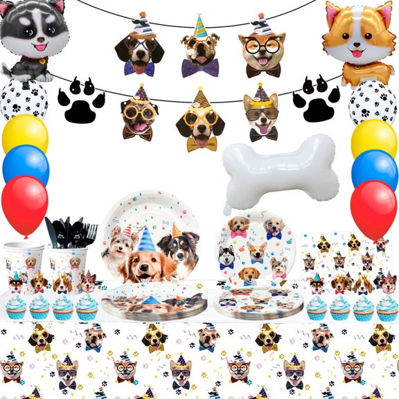 PIXHOTUL dog party decoration, dog shaped paper tray, dog party ...