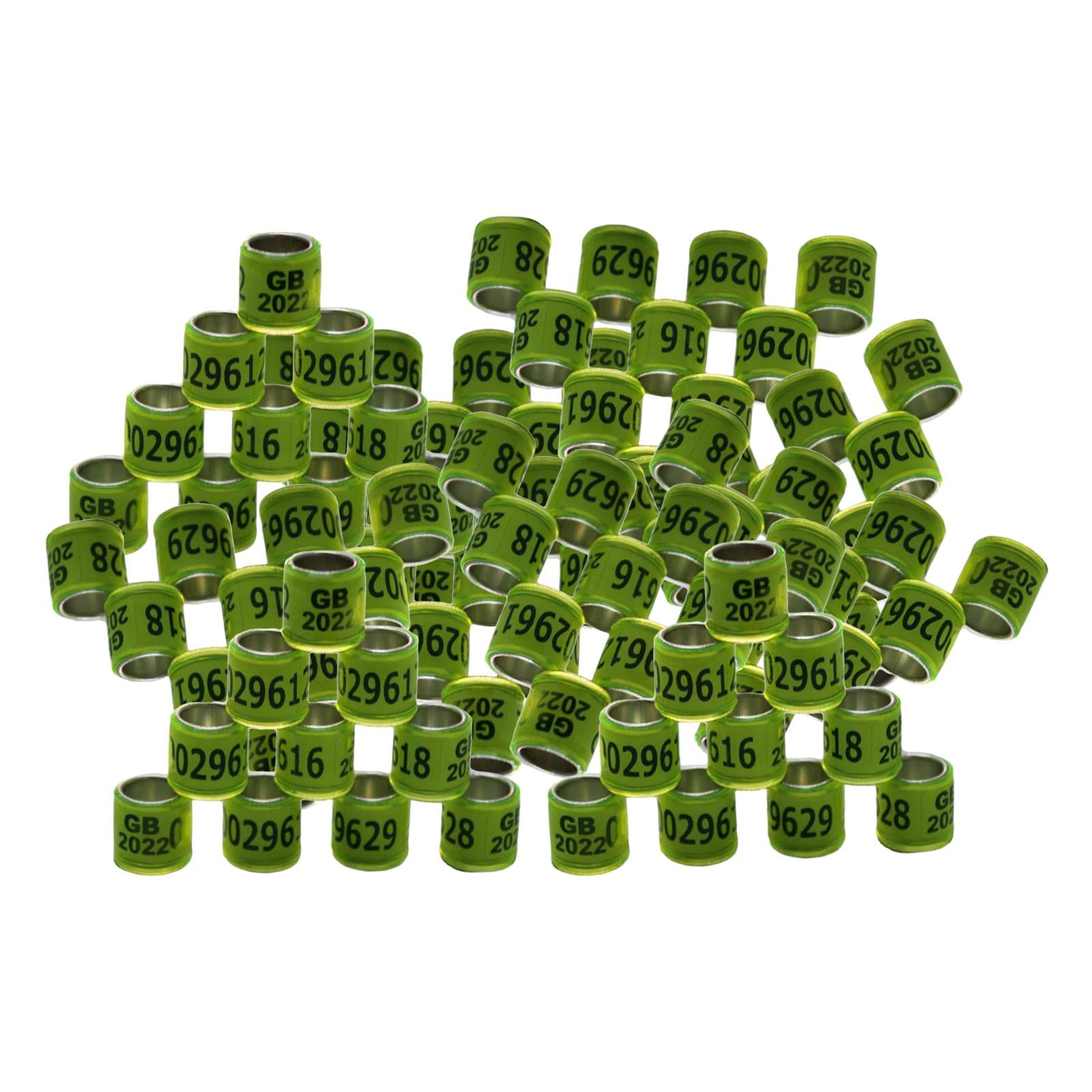 Set of 100 2022 Numbered Bird Racing Leg Rings Bands 8mm Dia., also for ...