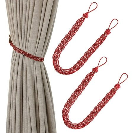 Lepai Hand knitted single rope curtain tiebacks - type: red curtain ...