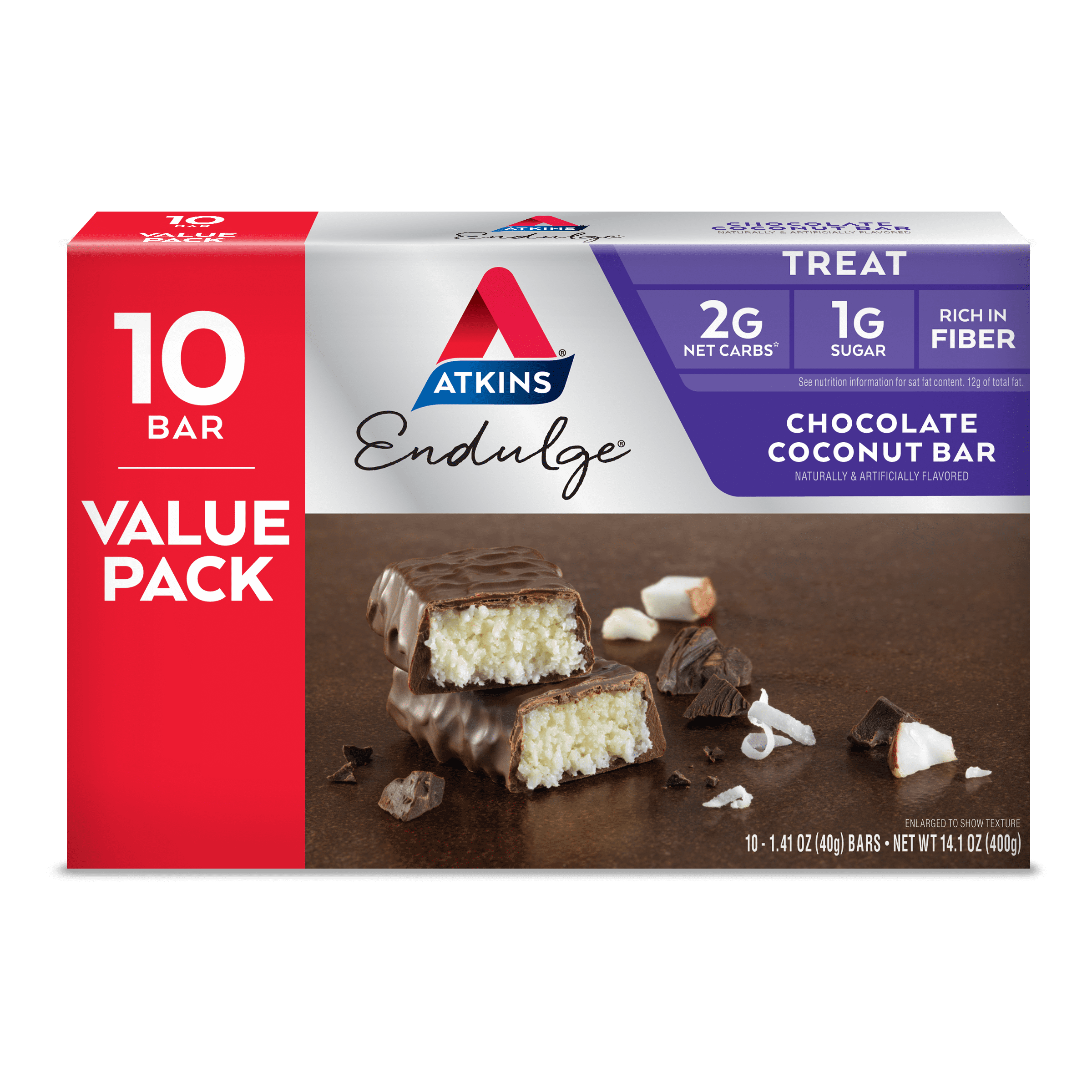 Atkins Endulge Treat, Chocolate Coconut Bar, Keto Friendly, 10 Count ...
