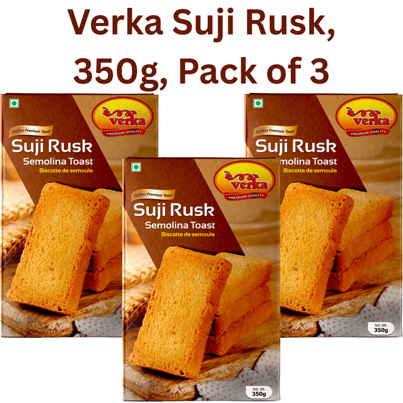 Verka Eggless Suji Rusk - 350g  Pack Of 3  Classic Semolina Toast 350g