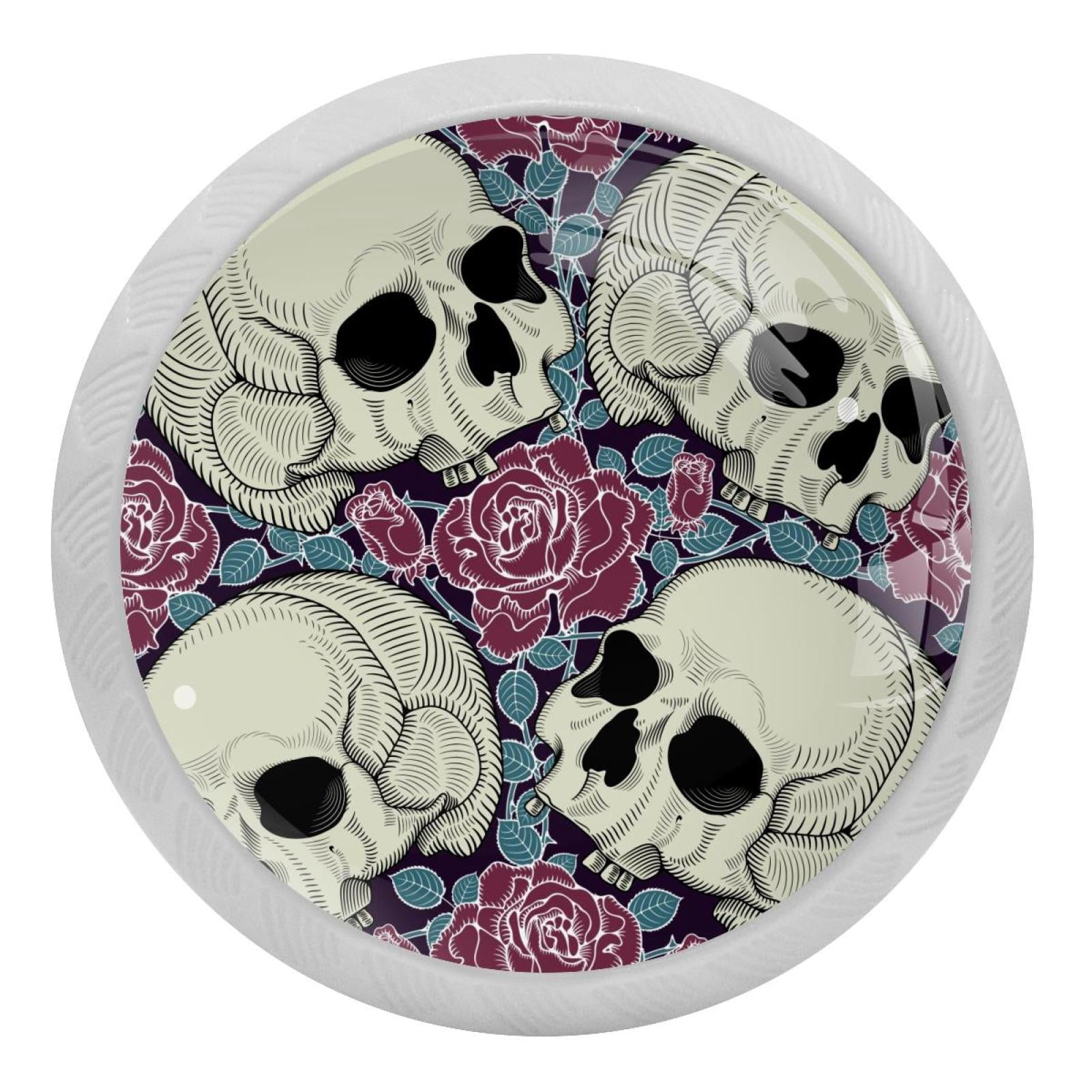 4PCS Round Skull Cabinet Fluorescence Knob Glowing in the Dark ...