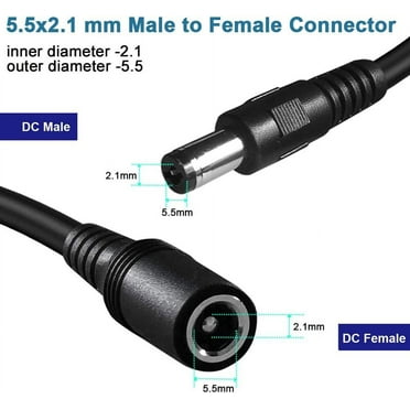 12V DC Power Connector 5.5mm x 2.1mm, Guy-Tech (10 x Male + 10 x Female ...