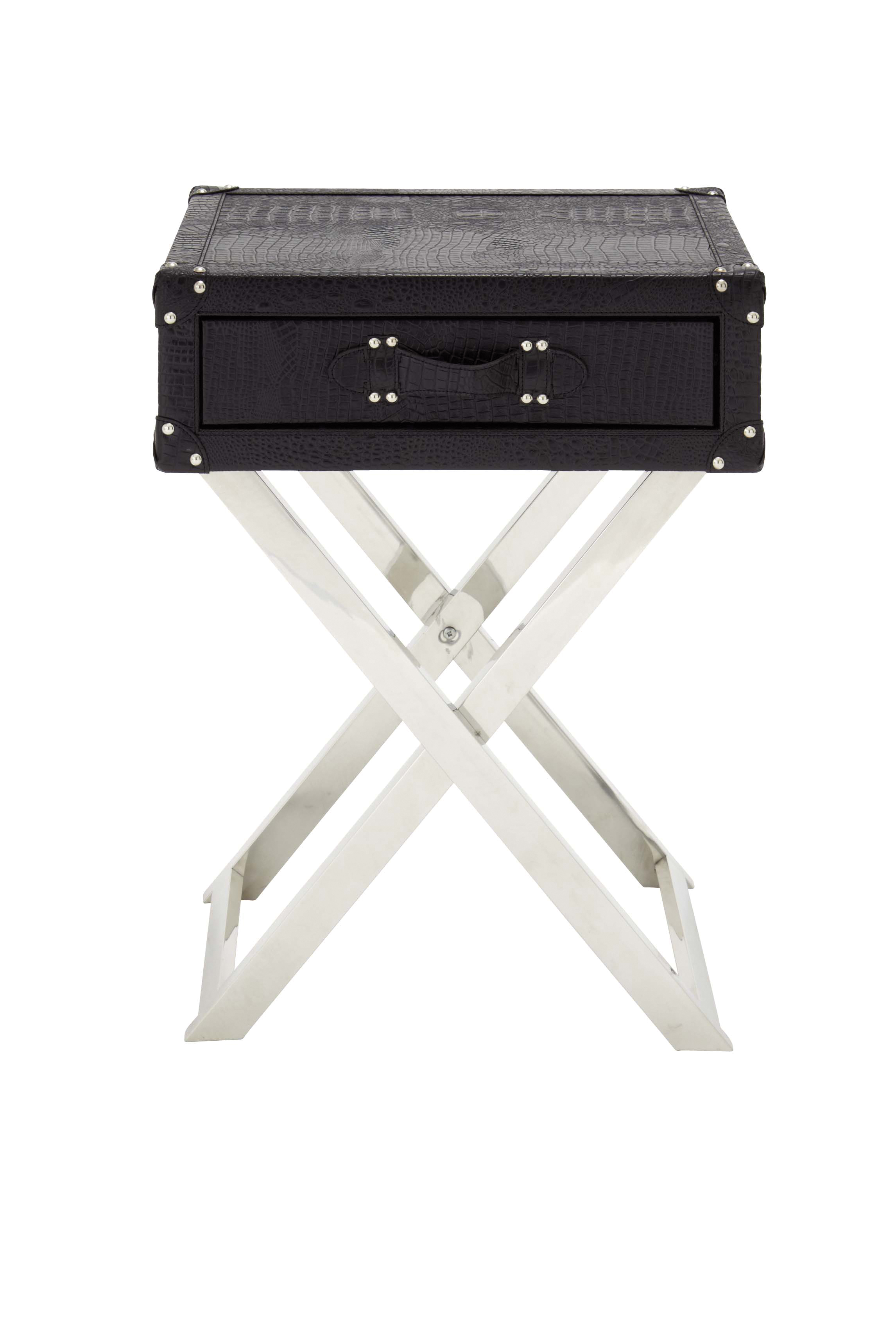 Decmode - Contemporary 26 X 20 Inch Black Single-Drawer Folding Table ...