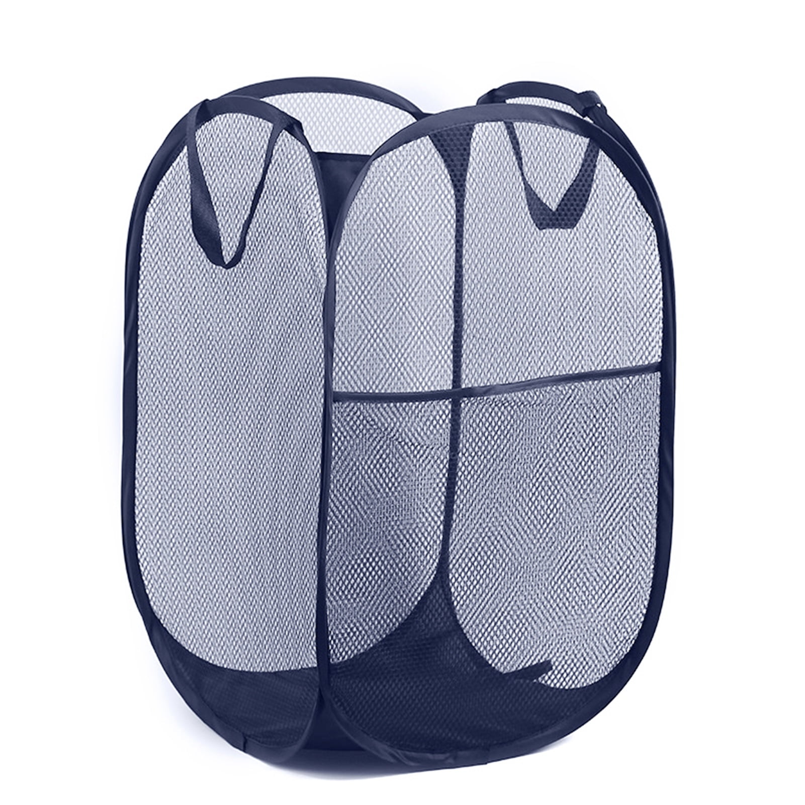 Folding Polyester Laundry Hamper Freestanding Mesh Laundry Basket with ...