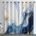 Blue Gold Marble Style Blackout Curtains for Bedroom, Abstract Gilded ...