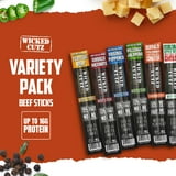 Wicked Cutz Premium Beef Jerky Sticks, Protein-Rich, 6-Flavor Variety ...