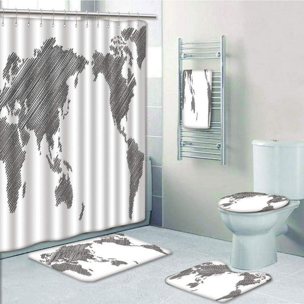 EREHome World Map Sketchy Striped Continents Cartography Geography ...