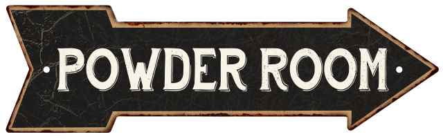 Powder Room Black Rt Arrow Vintage Looking Metal Sign 5x17 205170003009 ...
