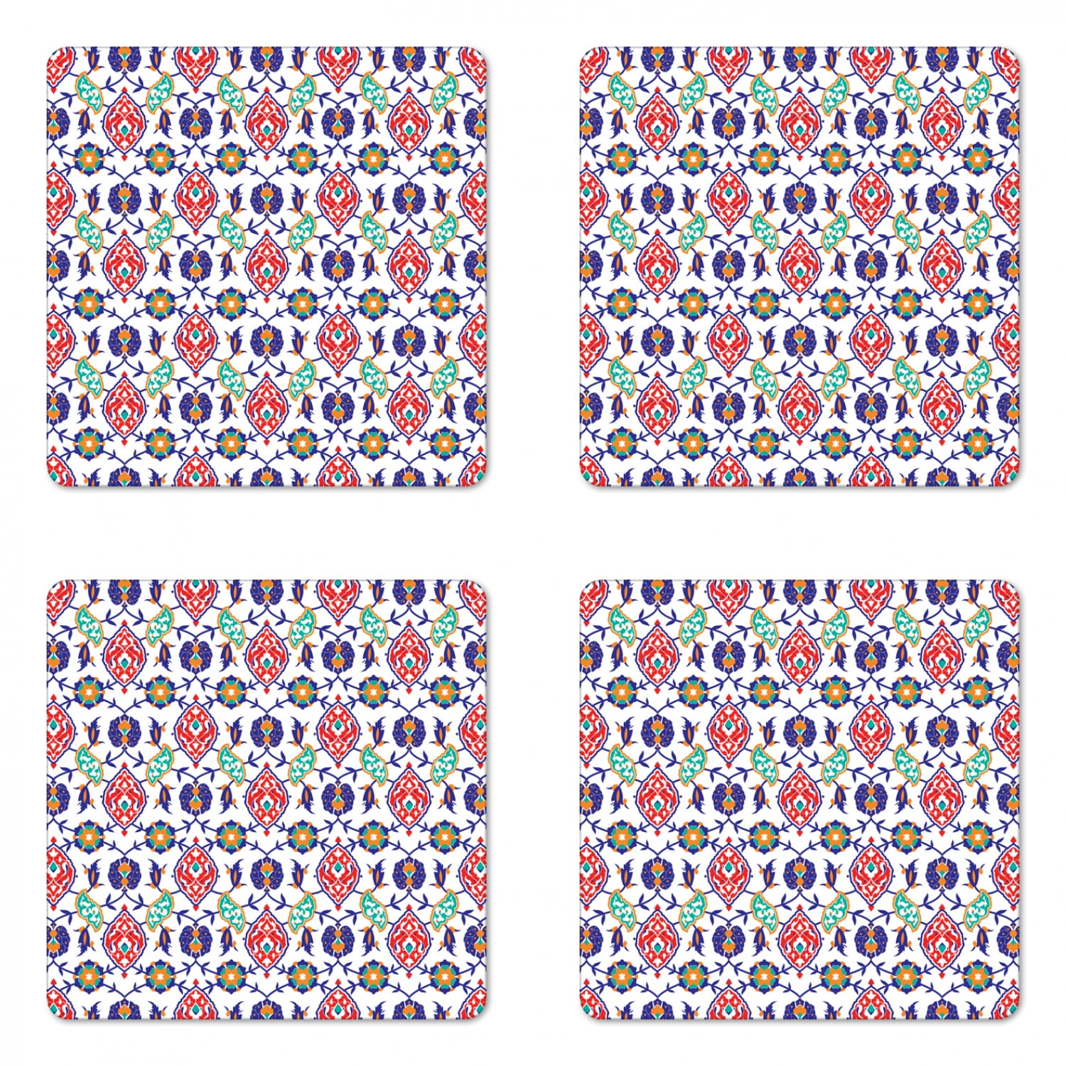 Traditional Coaster Set of 4, Classic Ottoman Moroccan Old Fashioned ...