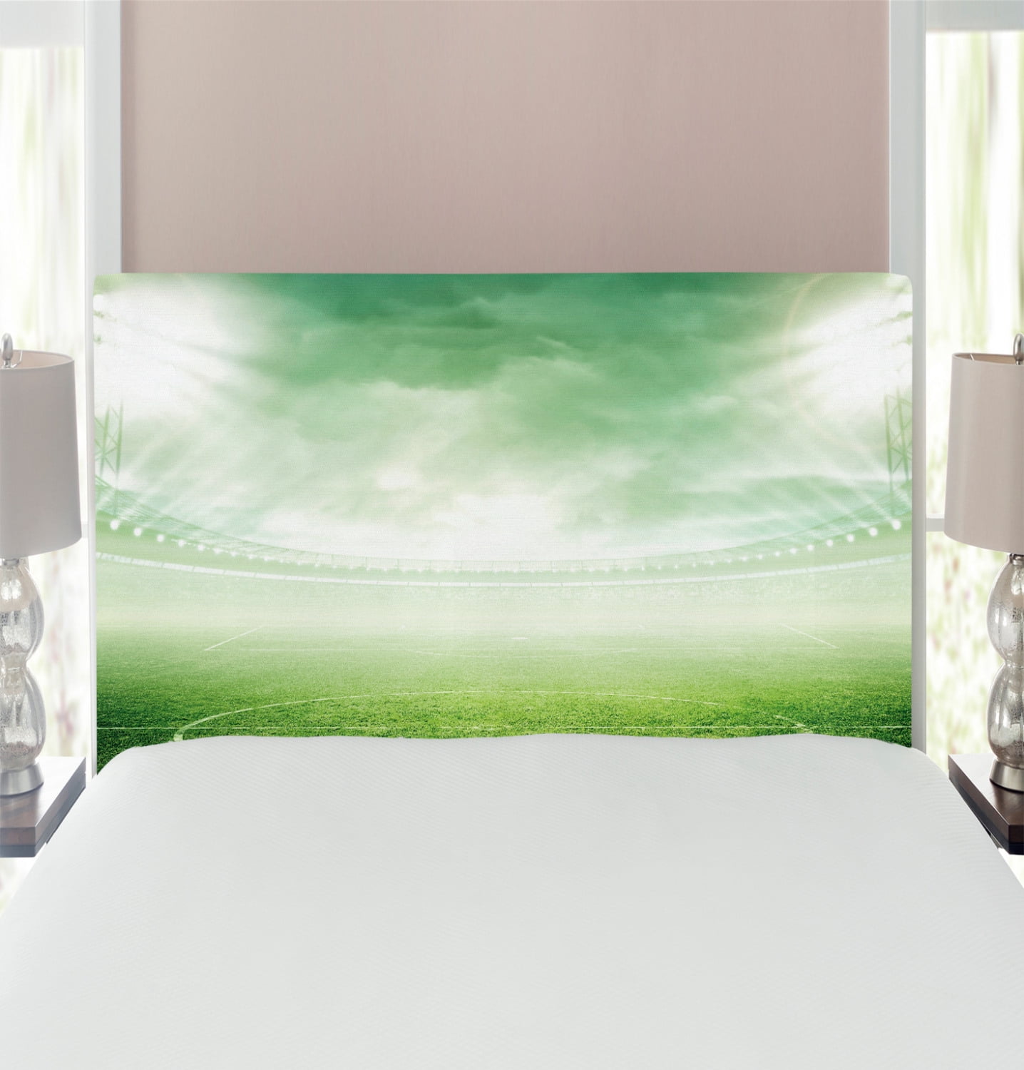 Soccer Headboard, Pattern of Stadium at Night View Football Arena ...