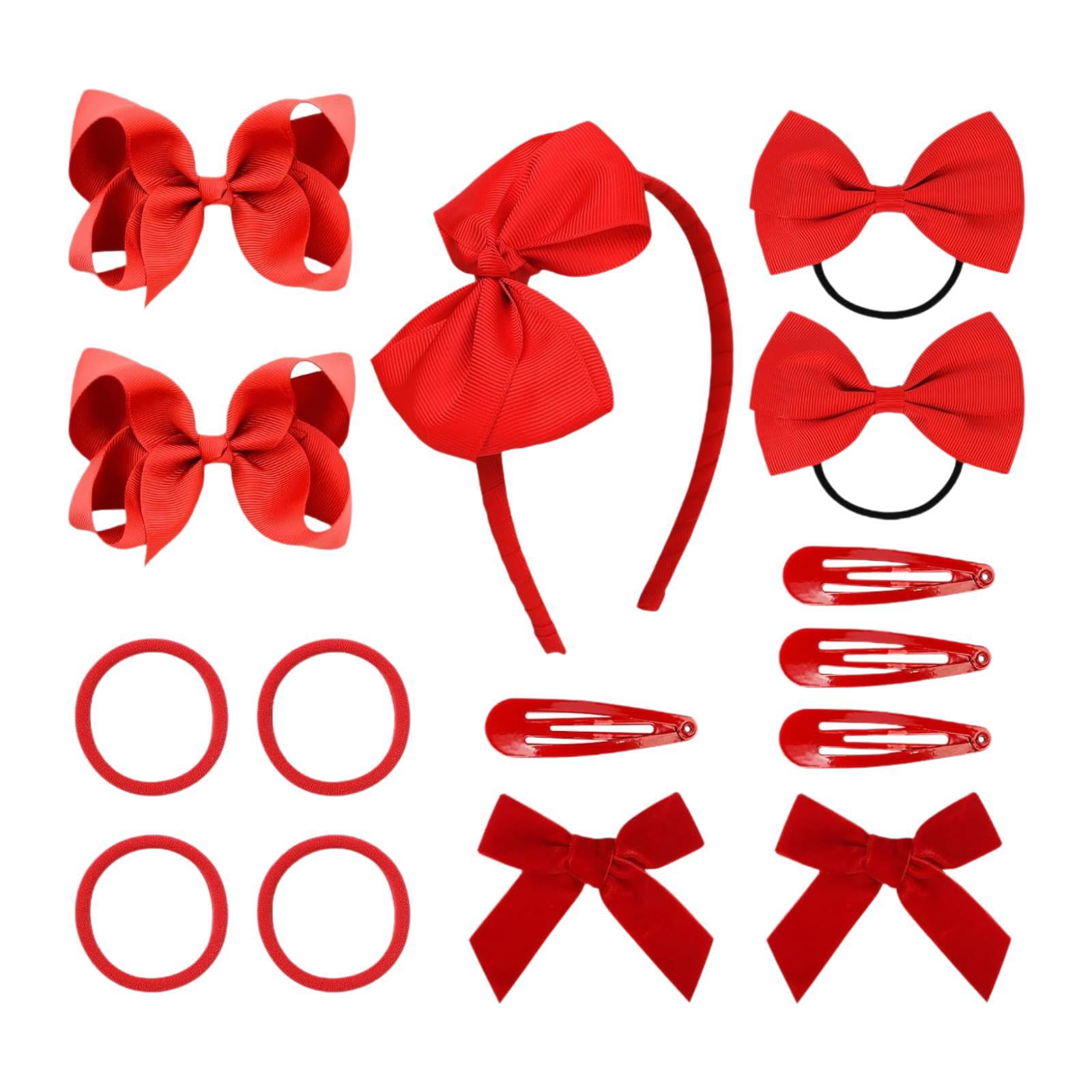 15 piezas de lazos para el cabello para niñas, pinzas rojas para viajes ...