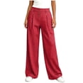 Asgosdo Pants for Women High Waisted Button Grid Wide Straight Leg ...