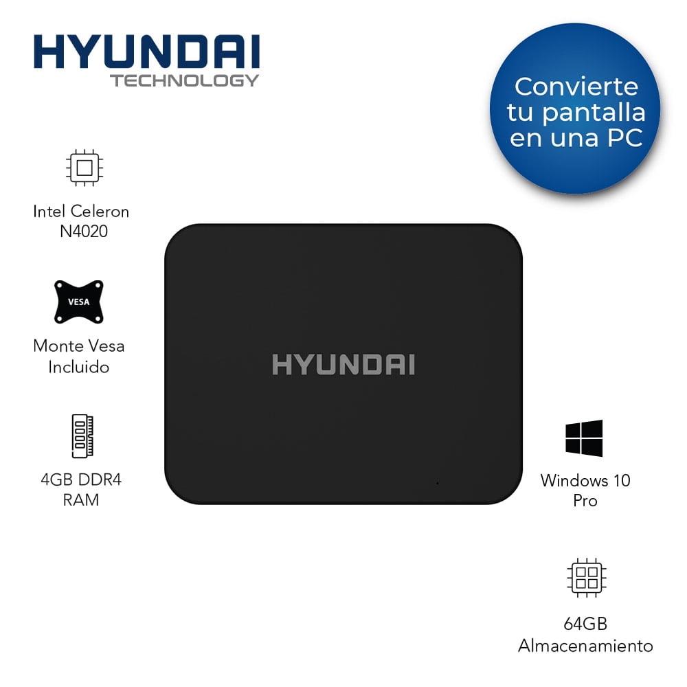Mini PC Hyundai, Intel N4020, 4GB, 64GB, Windows 10 Pro - Black Hyundai ...