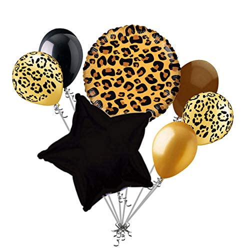 7 Pc Tan Cheetah Print Balloon Bouquet Happy Birthday Baby Shower ...