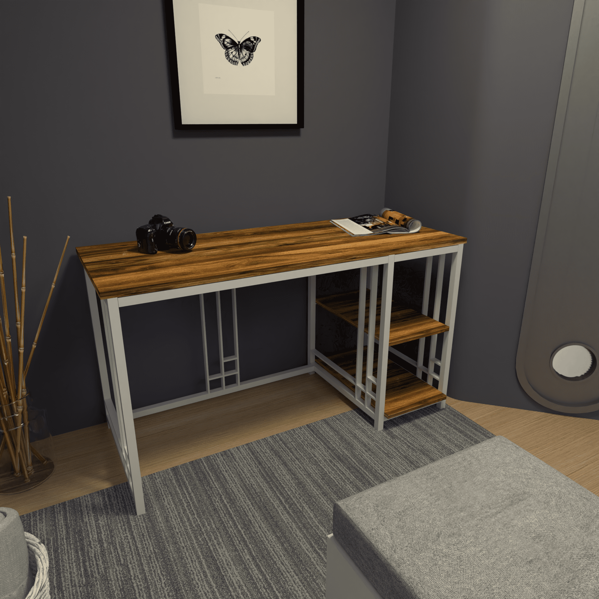 Writing and Computer Desk with Metal Legs - Walmart.com