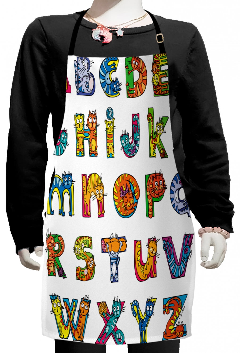 Alphabet Kids Apron, Funny Cats Letter Shaped Educational Print, Boys ...