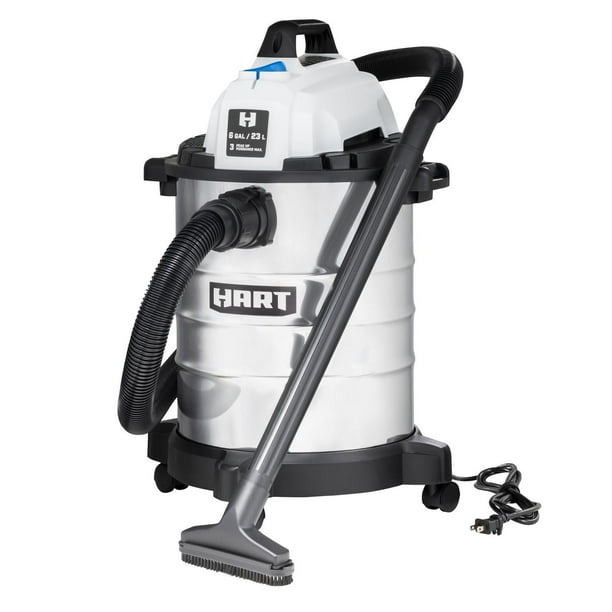 Hart 6 Gallon Wet/Dry Vacuum; 3.5 Peak Horse Power, Stainless Steel, 6 ...