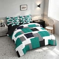 Manfei Modern Geometric Block King Bedding, Abstract Square Art King ...