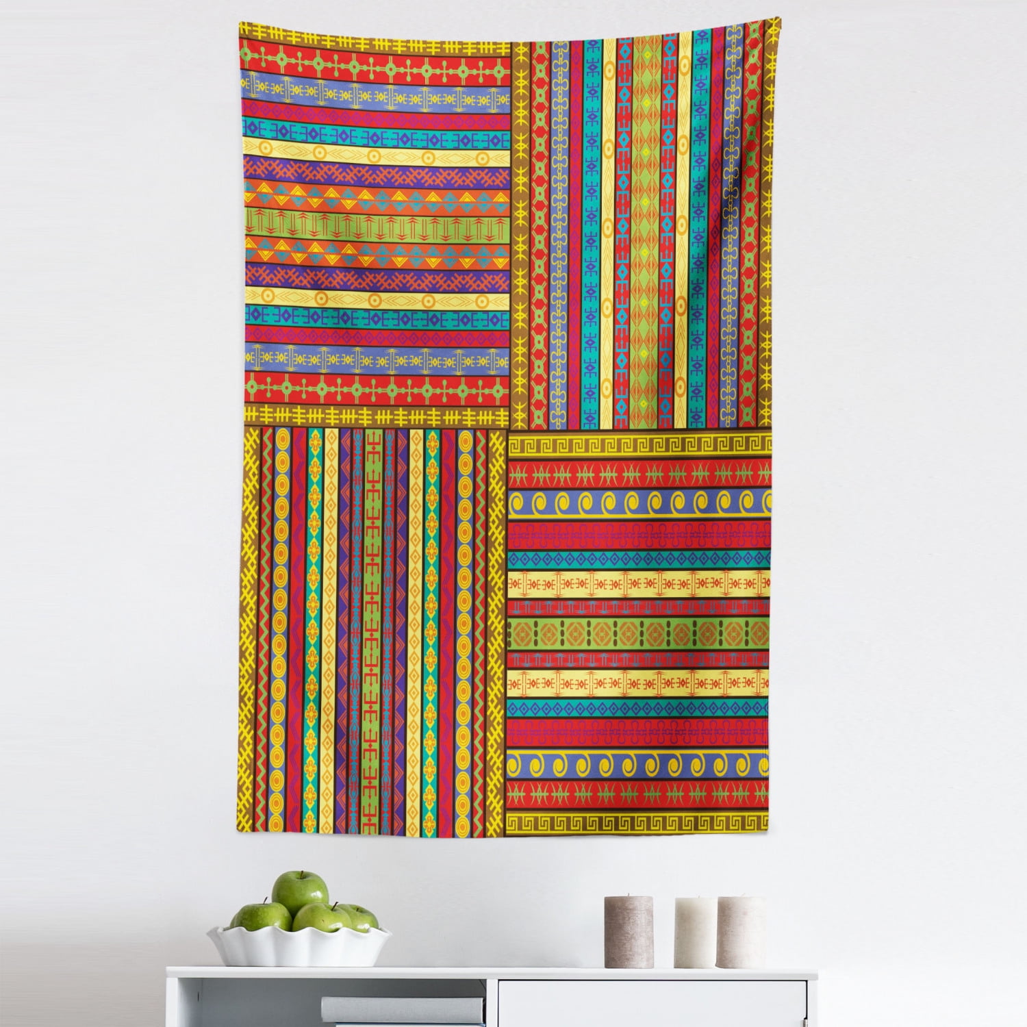 African Tapestry, Borders Pattern Old Fashioned Culture Theme Colorful ...