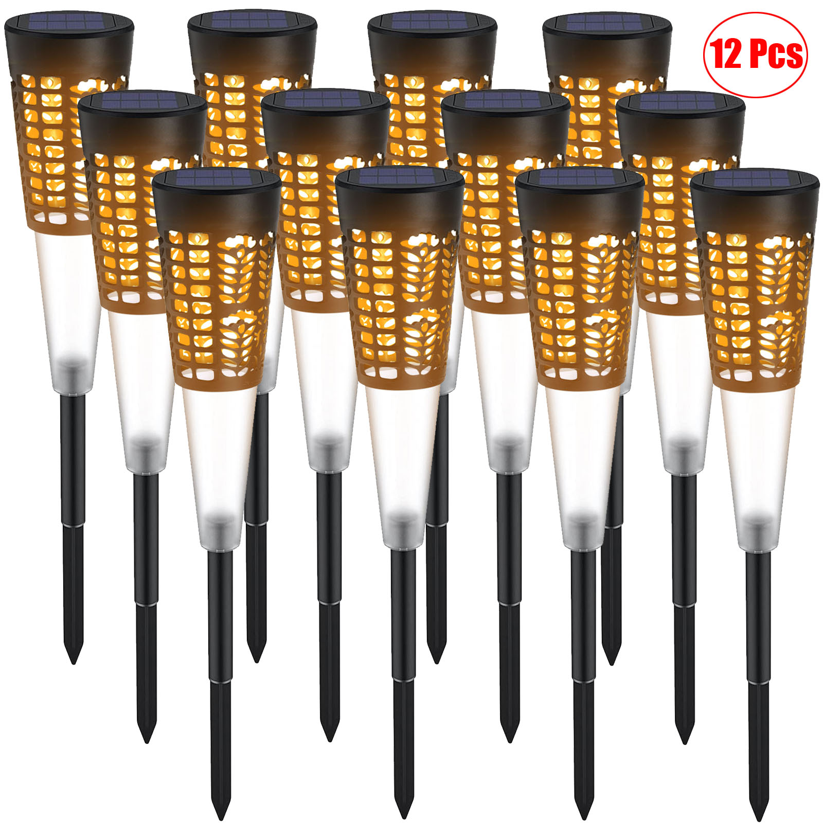 (12 Pack)LED Solar Power Path Torch Light Lighting Yard Lamp Dusk to ...